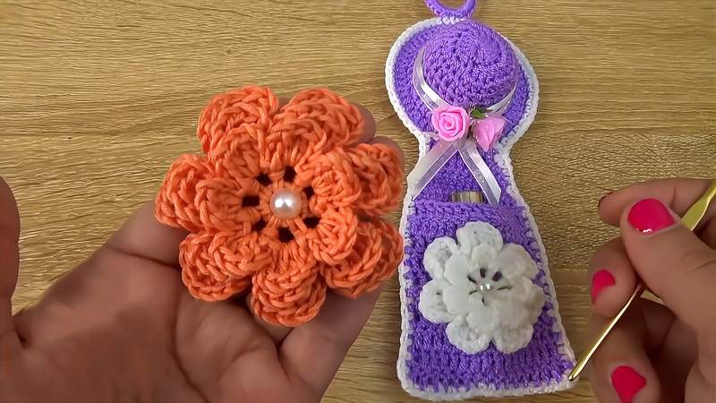 如何用钩针制作美丽的装饰花朵,3D效果,制作简单快速,非常有用