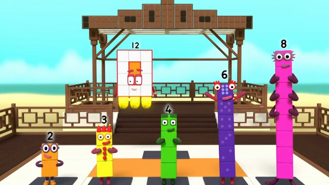 数字方块积木动画:数字学院开早会,大哥12高兴 跳起来