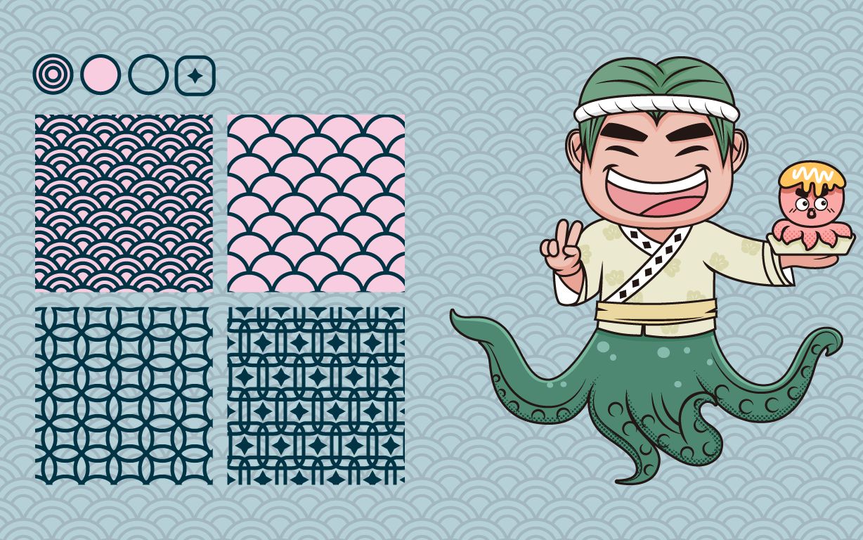 【大薯】AI教程,以秒速建立无缝拼贴青海波图案背景