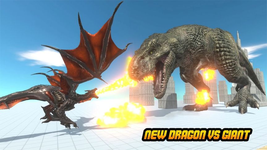 动物战争模拟器:飞龙VS巨齿鲨,天灾,霸王龙!你猜它能赢吗?