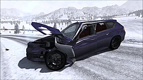 车祸模拟:汽车正面碰撞车祸撞车