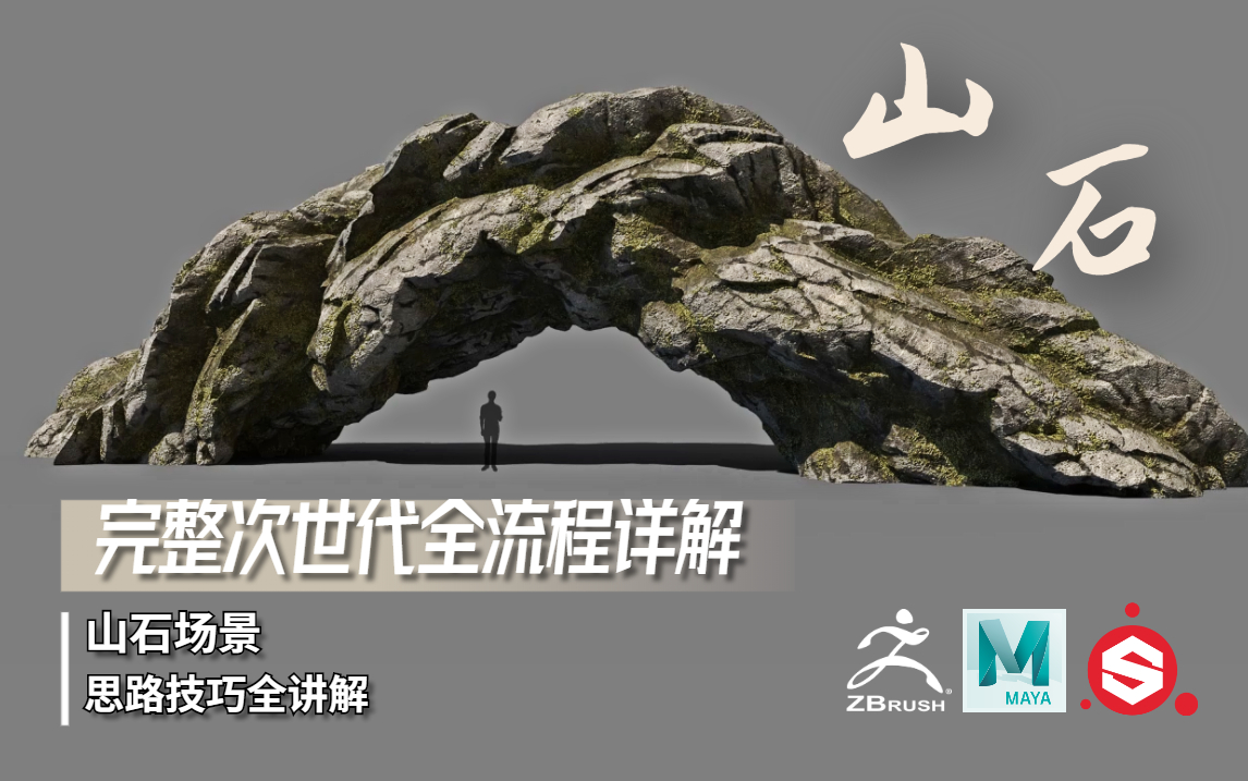 【maya+zbrush完整次世代教程】从球开始变成一座山,这才是你要学习...