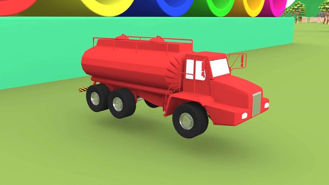 工程车蔬菜认知大冒险 第35集 工程车闯关彩虹滑道染色蔬菜认知