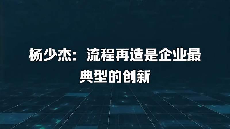 杨少杰:流程再造是企业最典型的创新