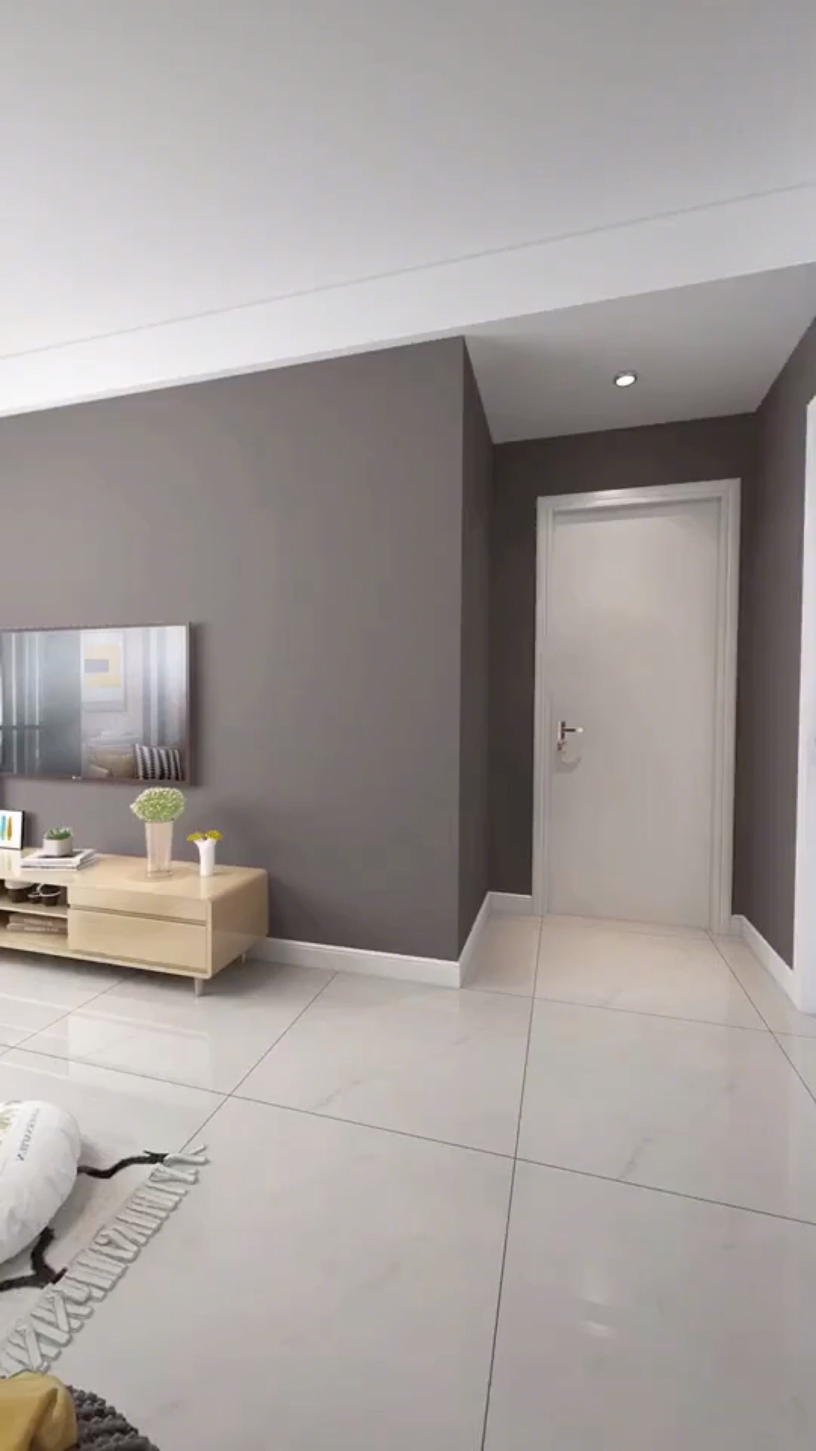 温暖小北欧,客厅和阳台用推拉门隔开,厨房还有一个小吧台