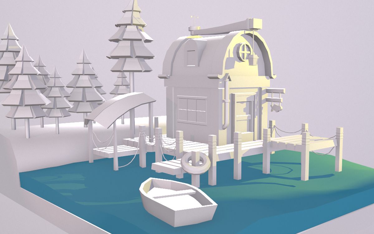 MAYA场景建模教学,一屋一船一木撑起了渔民风情