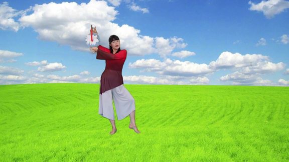 腰精乐园广场舞,扇子舞《梅花引》教学视频3正面分解动作