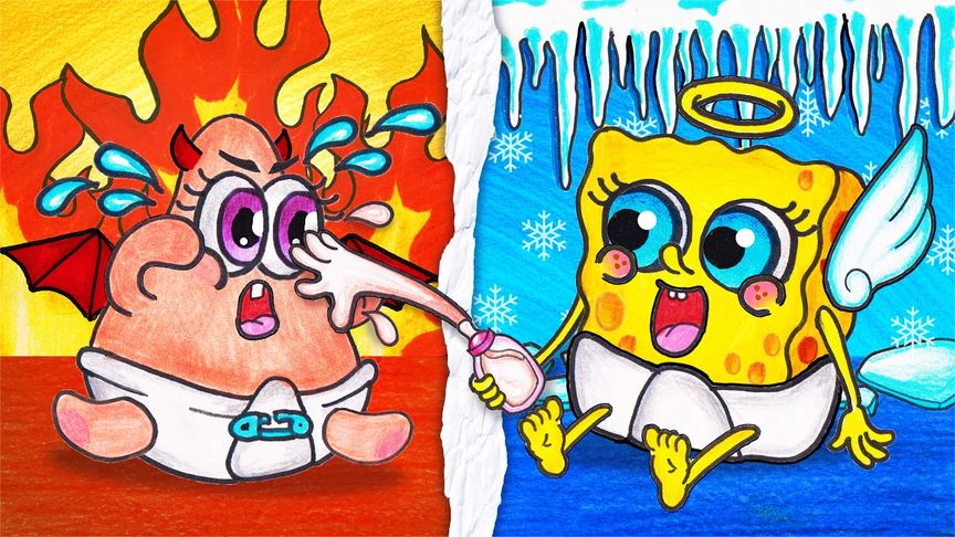 定格动画:海绵宝宝和派大星真是太调皮了,照顾小宝宝真不容易