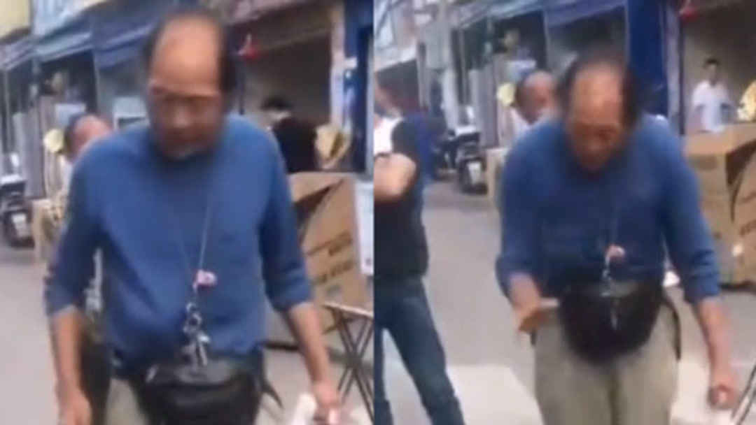 大爷街头秀口技模仿动物叫声 网友:高手在民间