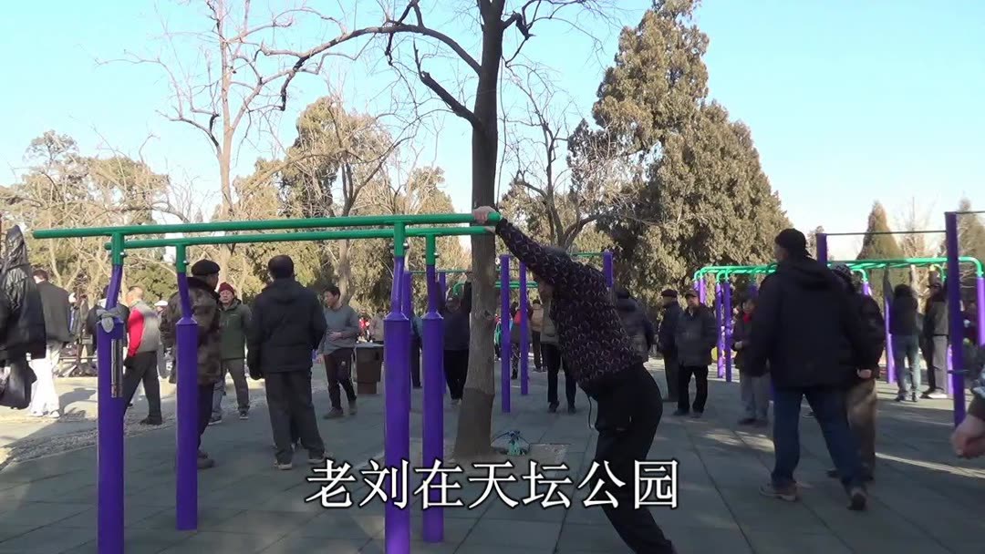 中老年人双杠屈伸上欣赏:65岁老刘在天坛