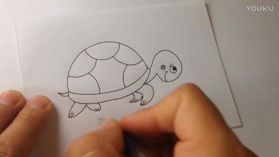简笔画:教孩子画一只小乌龟,简单又可爱~