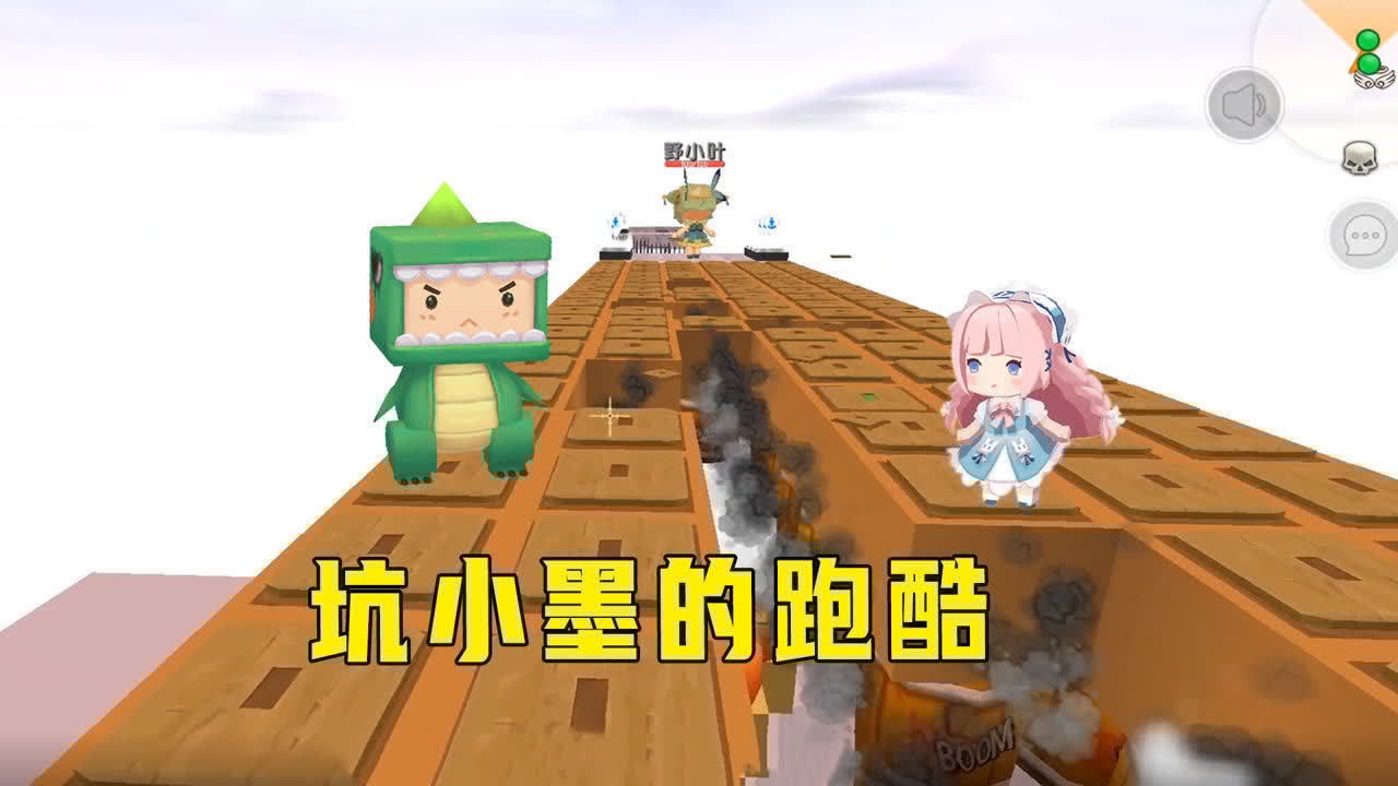 迷你世界:玩坑小墨的跑酷,小墨被甩在后面,差点没路可走了