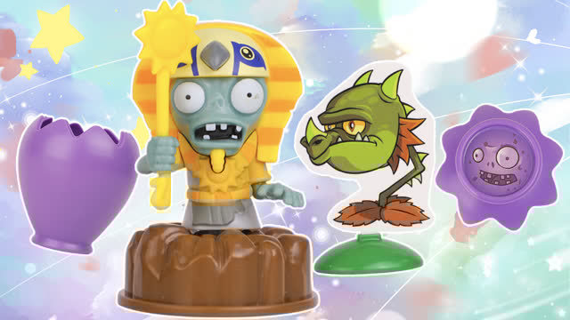 植物大战僵尸盲盒系列惊喜罐之太阳神僵尸与火龙草的玩具套装