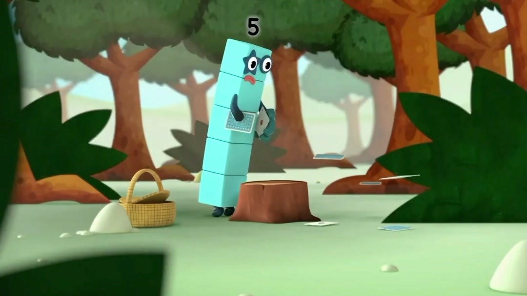 数字方块 趣味动画:18跑的好快,小5的扑克都被吹散了