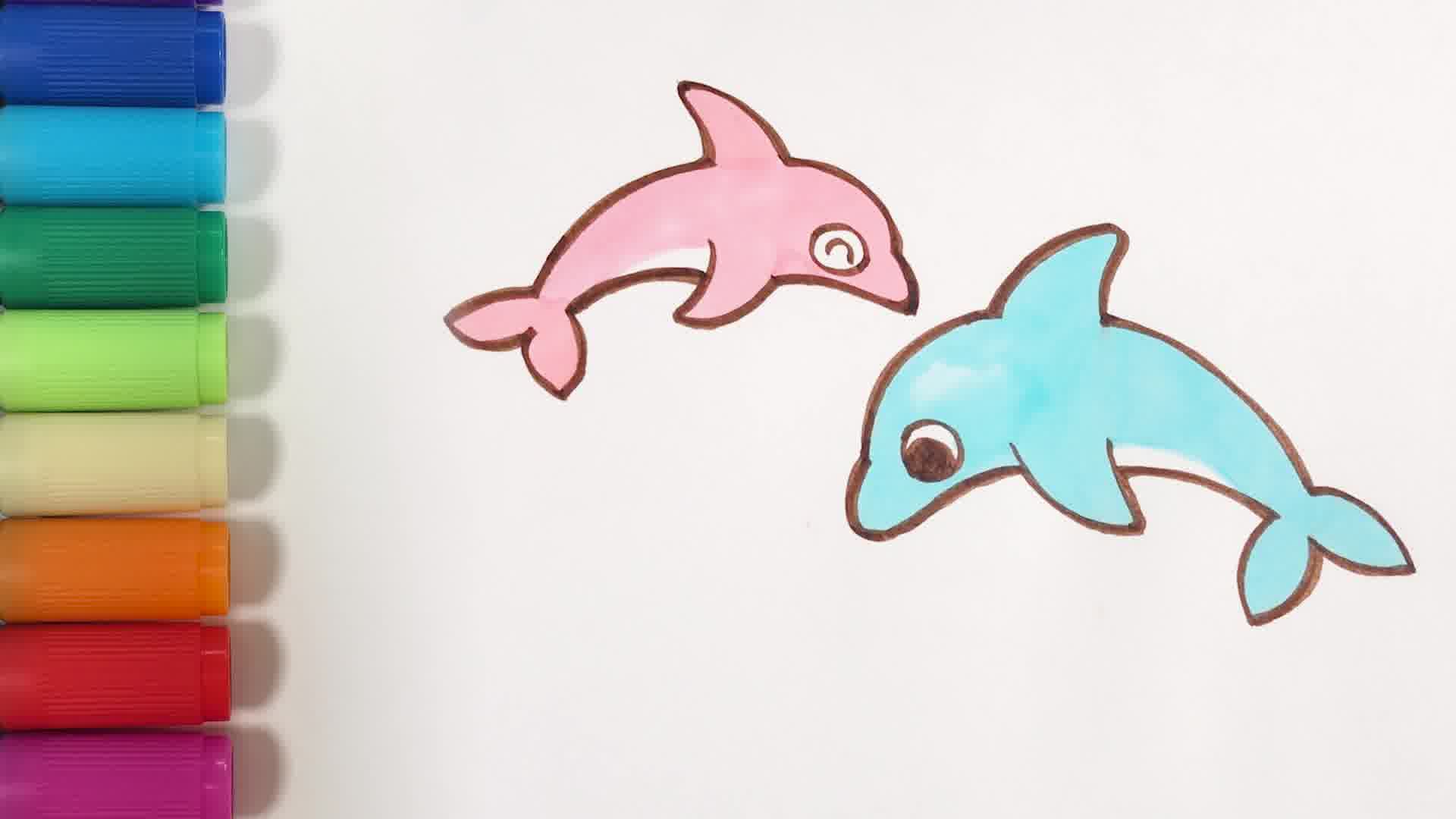 儿歌多多动物简笔画海豚海洋动物宝贝来学画可爱海豚