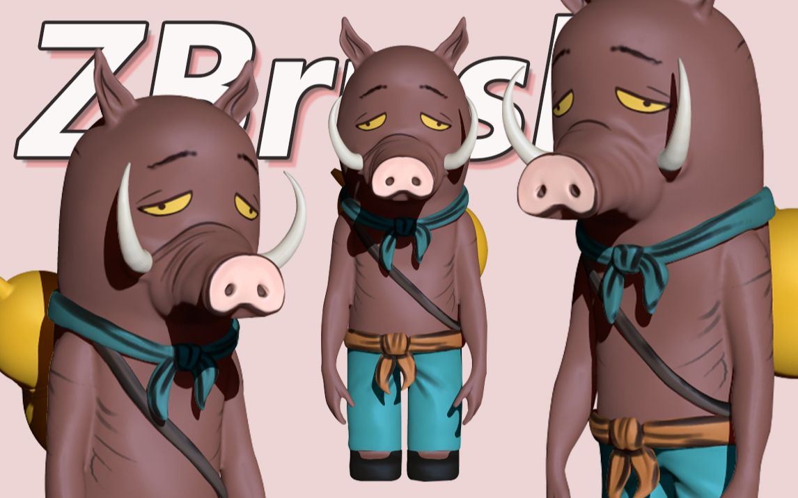 zbrush教程,3D建模还原《中国奇谭》小猪妖,做个小猪妖手办也很棒!...