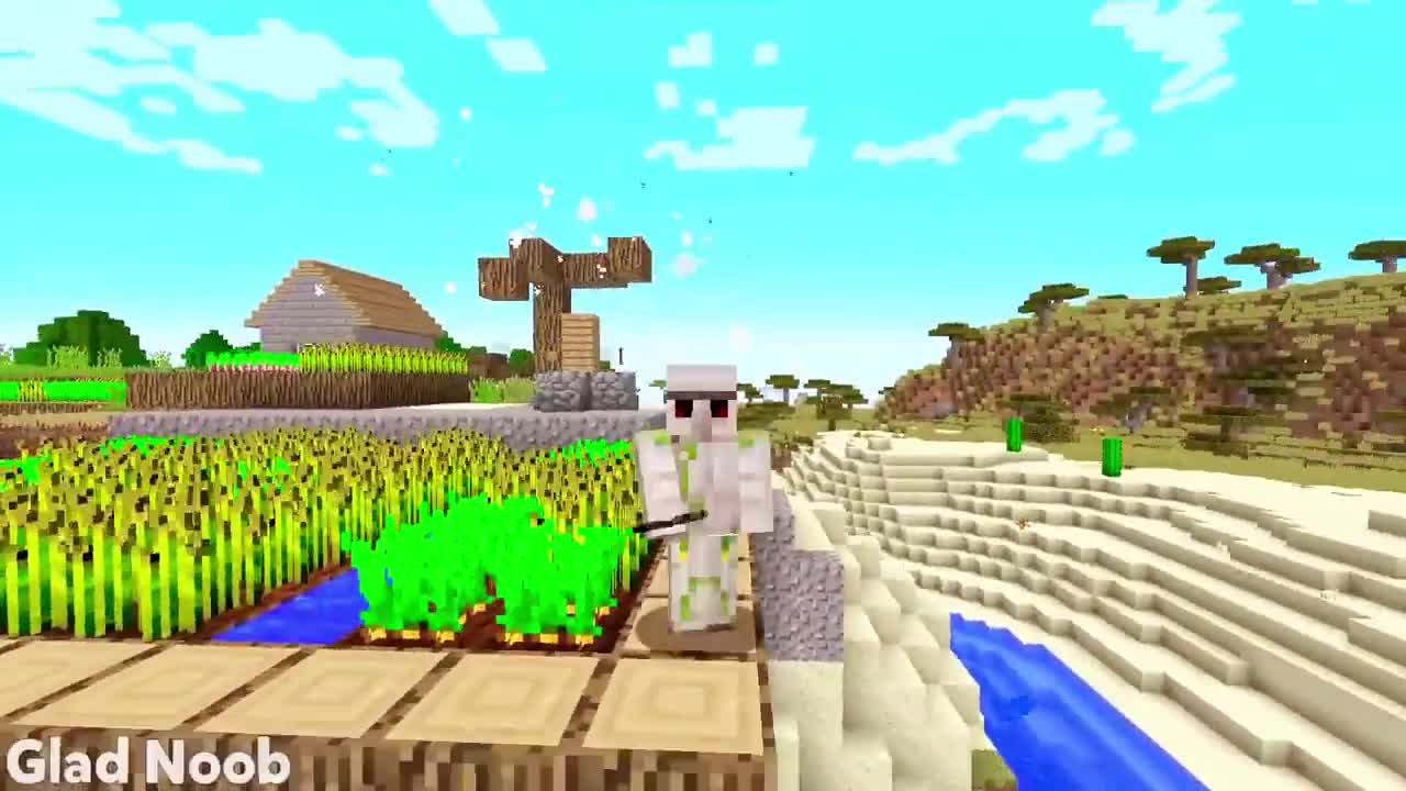 我的世界MC动画-怪物学院_怪物攻击铁傀儡