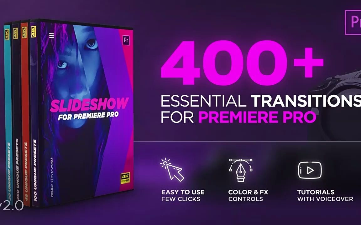 PR模板-400组图形遮罩画笔水墨幻灯片切换转场过渡预设