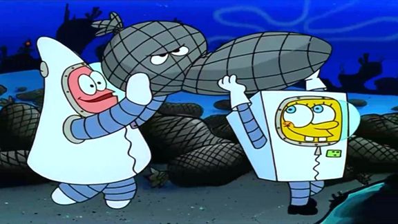 海绵宝宝:海绵宝宝闯了一大堆的祸,把老朋友和邻居都捆的像香肠