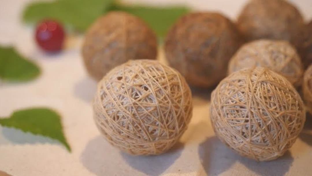 麻绳做的小球摆件,制作超简单,收藏起来吧