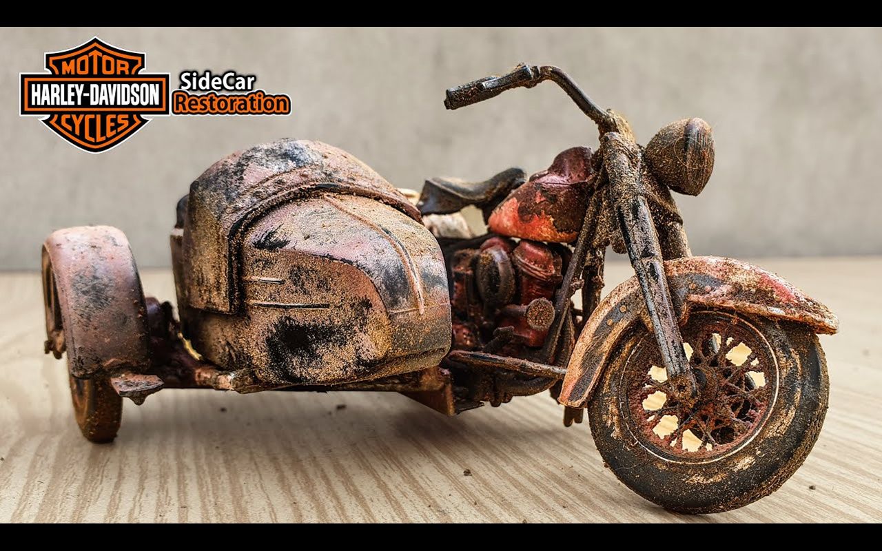 【修复】1958年款哈雷挎斗摩托车模型修复翻新 / Live With Creativity