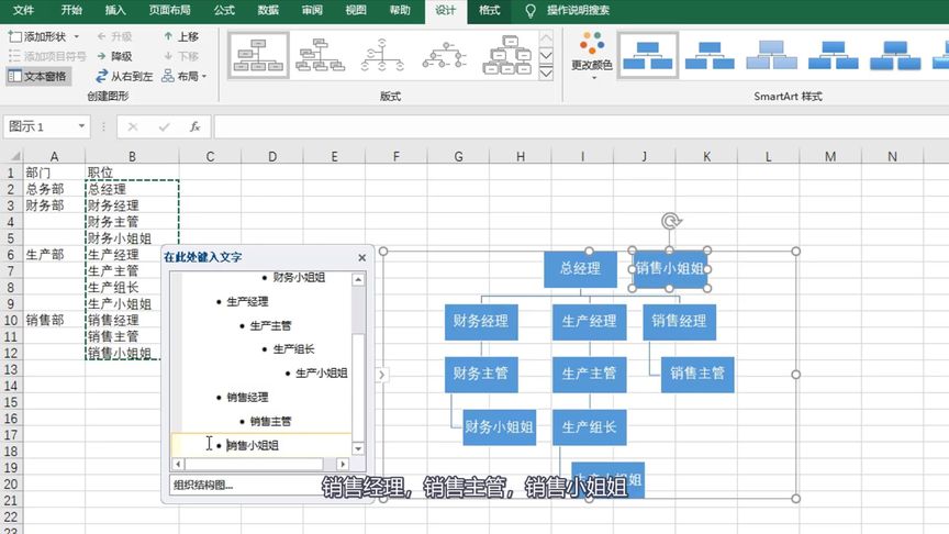 生产办公文员的必备技能,excel文档教程,制作组织结构图