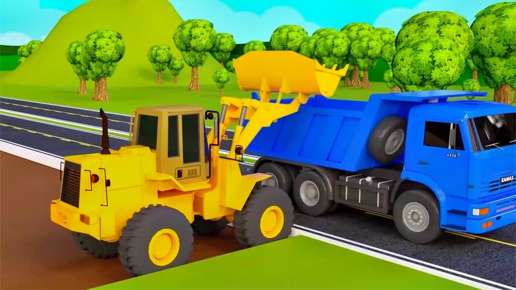 挖掘机,工程车修建新加油站,挖掘机表演,儿童早教益智动画