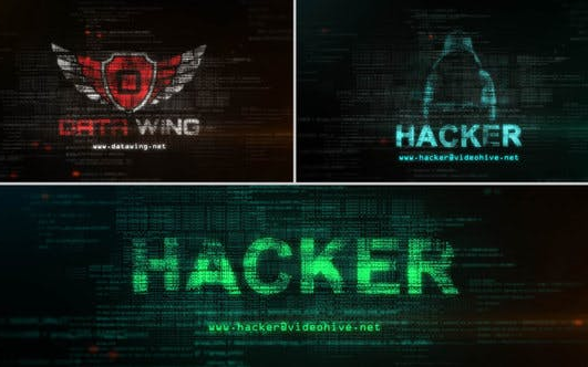 AE模板-黑客代码故障特效的动态LOGO片头模板动态徽标视频动态...