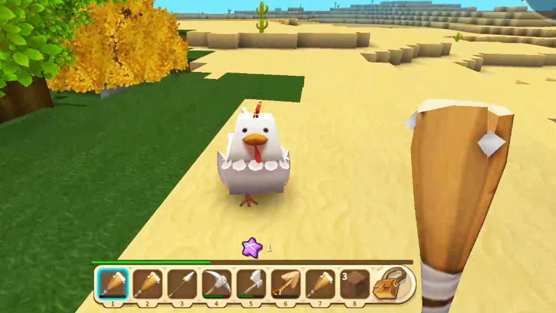 迷你世界生存:沙漠小鸡会啄人,真的不是好惹的