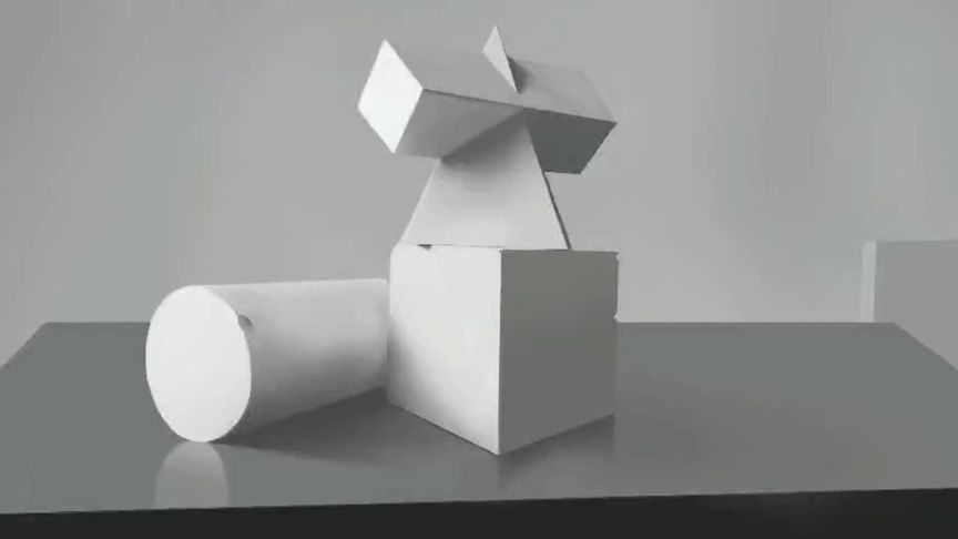 自学画画素描_几何体组合