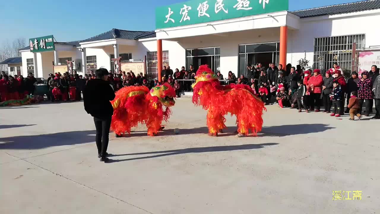 舞龙舞狮大赛 农民舞狮队精彩表演 一起欢度快乐中国年