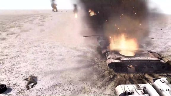 坦克模拟:50辆M26潘兴重型坦克与50辆豹式坦克平原一字排开对决