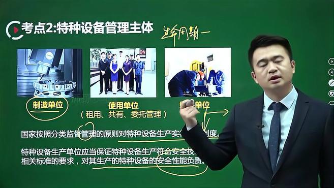 中级注册安全工程师安全生产管理名师精讲-特种设备管理主体-张金铭