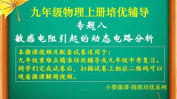九年级物理上册专题八 敏感电阻引起的动态电路分析-解题技巧2