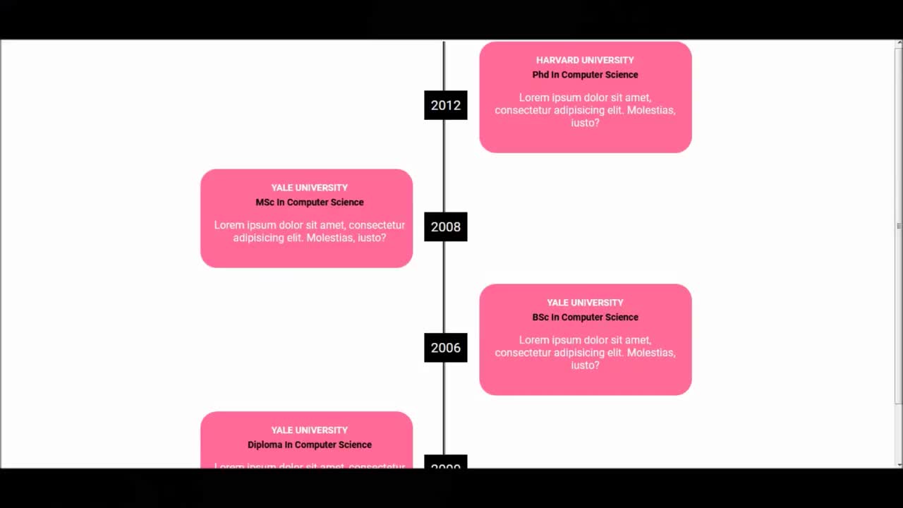【HTML5开发视频】用html和css制作一个自适应的垂直时间轴-【网页...
