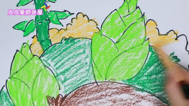 画两只绿油油的竹子,祝小朋友们的学业节节高升