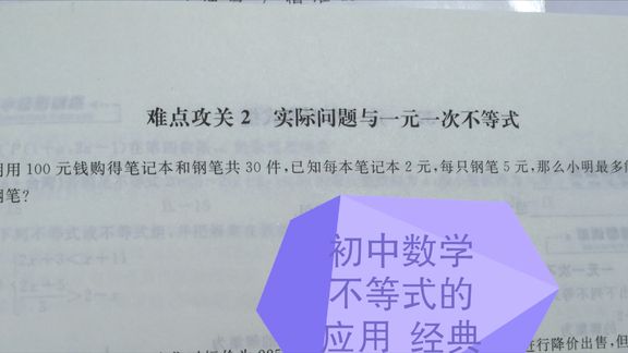 初中数学 不等式的应用 解决问题 经典问题