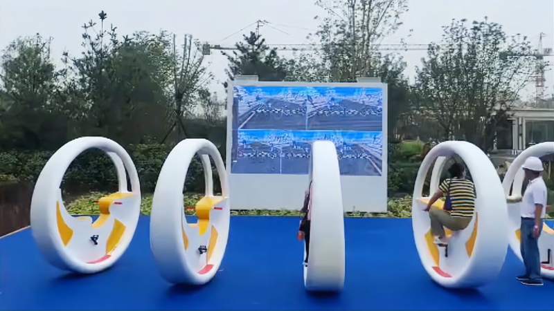 无动力互动游乐设备Ai交互脚踏单车