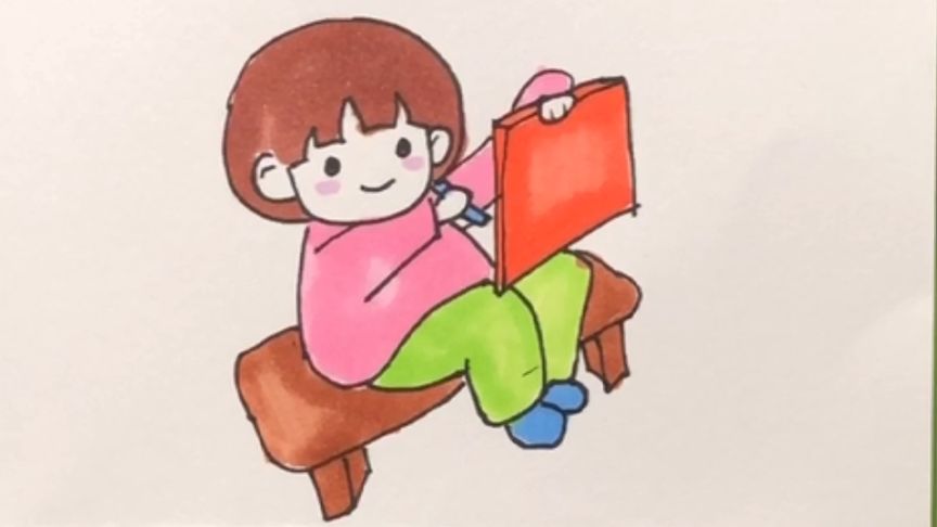 儿童美术,人物形象设计,爱画画的小朋友