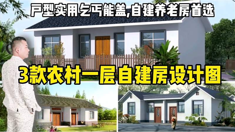 3款农村一层自建房设计图,户型实用乞丐能盖,自建养老房首选