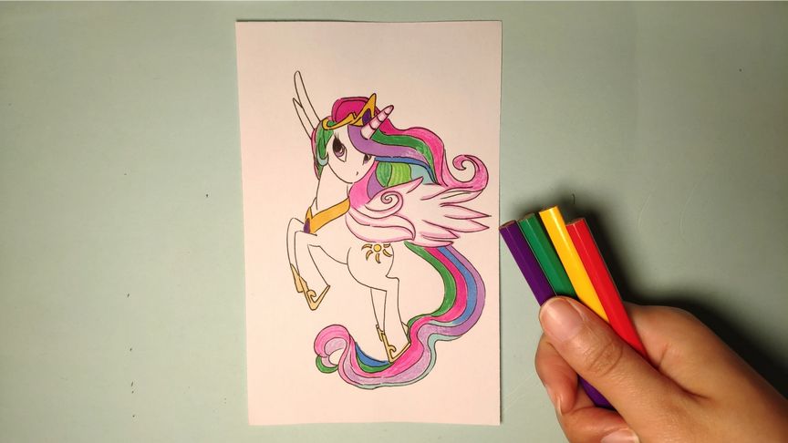 手绘简笔画:小马宝莉中的宇宙公主怎么画?画法简单,画出来漂亮