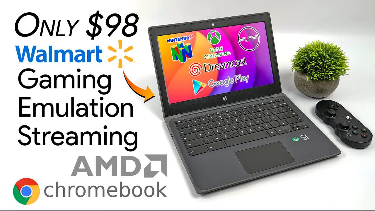这98美元的Chromebook是伟大的模拟和云游戏!AMD CPU, Android...