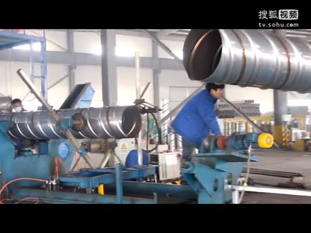 不锈钢加强筋螺旋焊管自动切割---青科恒安