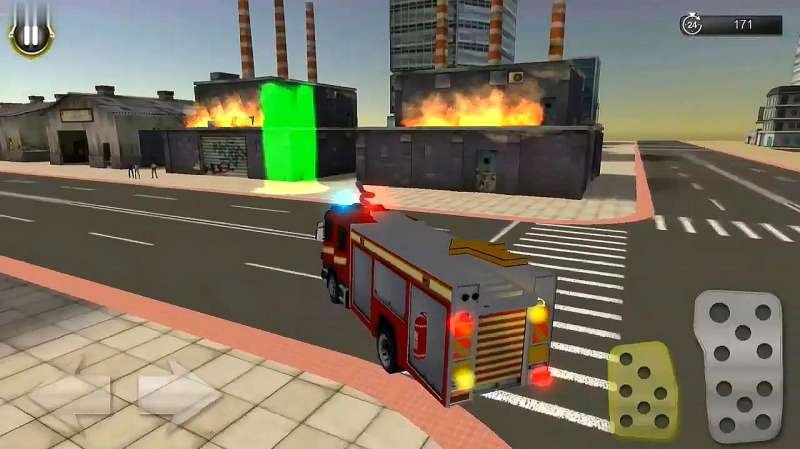 模拟驾驶消防车救援灭火小游戏