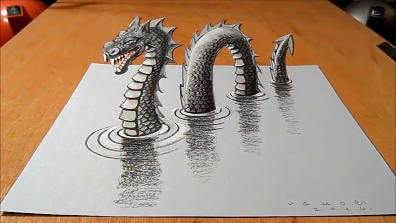 3D立体画-如何在纸上画一个3D视觉效果的中国龙