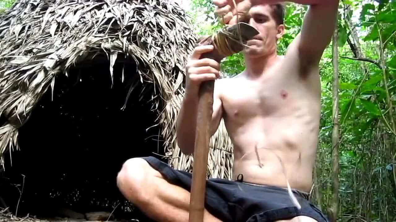 原始工具制造 石锛 ben 砍伐树木 石器时代主要生产工具