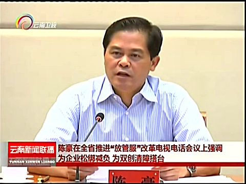 陈豪出席云南省推进“放管服”改革电视电话会议 云南新闻联播 ...