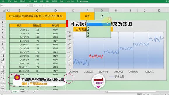Excel中实现可动态切换月份显示的动态折线图,简单到没朋友!