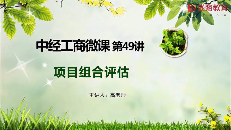 经济师考试《工商管理》—项目组合评估(第49讲)
