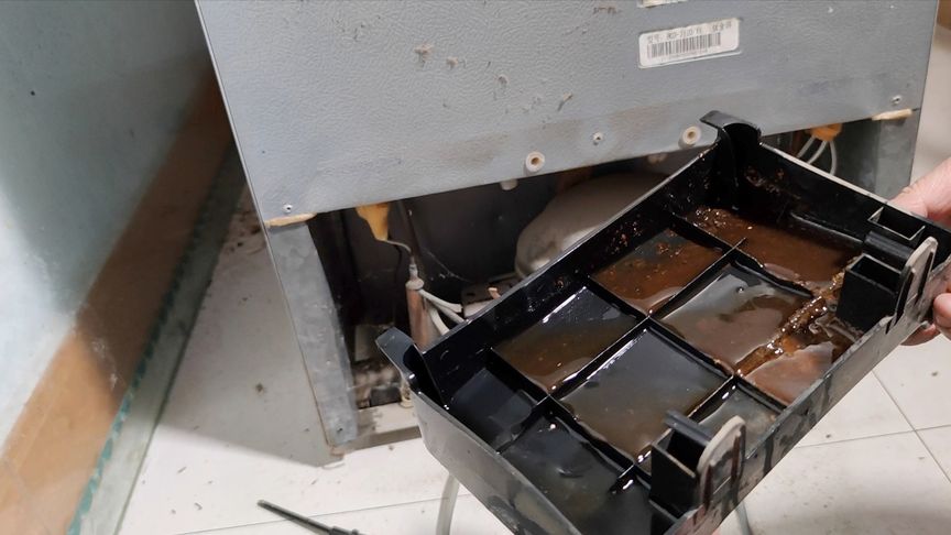 冰箱后边有个储水盒,每月定期清洗一下,冰箱不再有异味